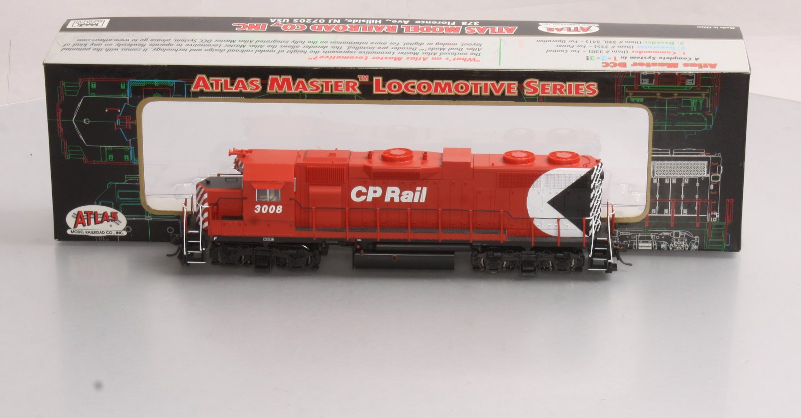 Atlas 9151 HO Scale CP Rail GP-38 Low-Nose Diesel Locomotive #3008 w/ – Trainz