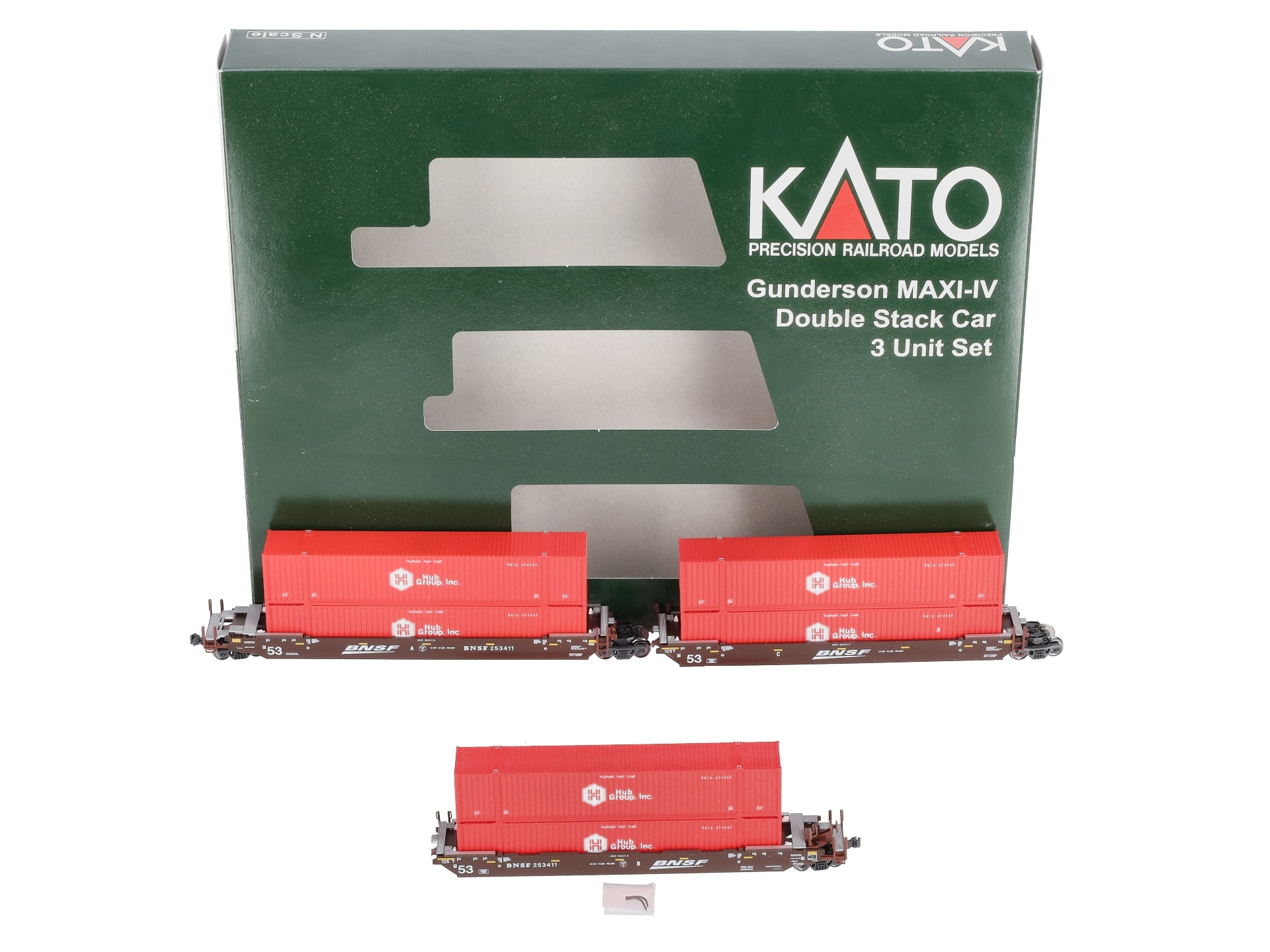 Kato 106-6178 N BNSF "Swoosh Logo" Gunderson MAXI-IV Well Car Set (Set – Trainz