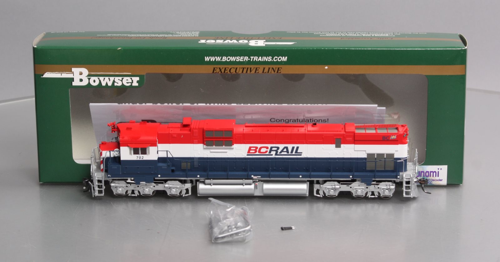 Bowser 23443 HO BC Railway C630M Diesel Locomotive #702 w/DCC/Sound – Trainz