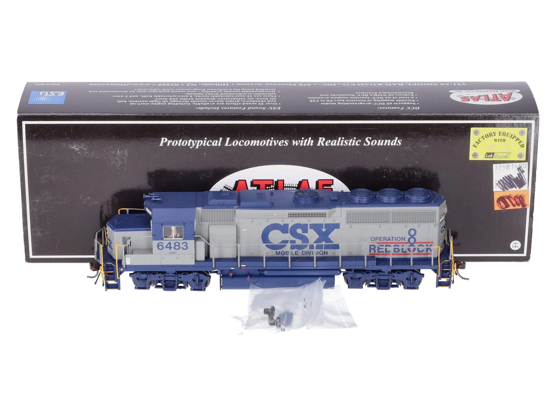 Atlas 10003493 HO CSX GP40-2 Diesel Locomotive #6483 with Sound LN/Box – Trainz