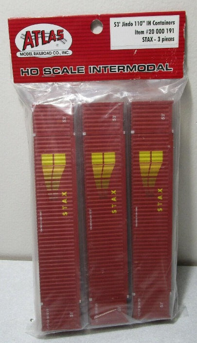Atlas 20000191 HO Scale STAX 53'' Jindo 110" IH Containers (Set of 3) – Trainz
