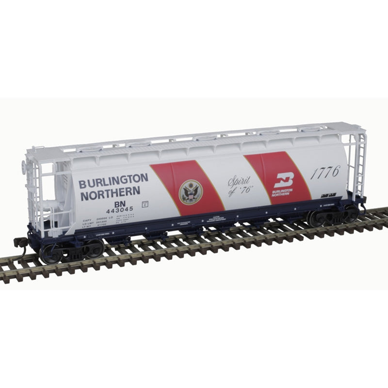 Atlas 20007232 HO BN Bicentennial 6-Bay Cylindrical Hopper #443045 – Trainz