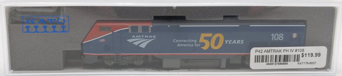Kato 176-6037 N Amtrak GE P42 Genesis Phase VI Diesel Locomotive #108 – Trainz