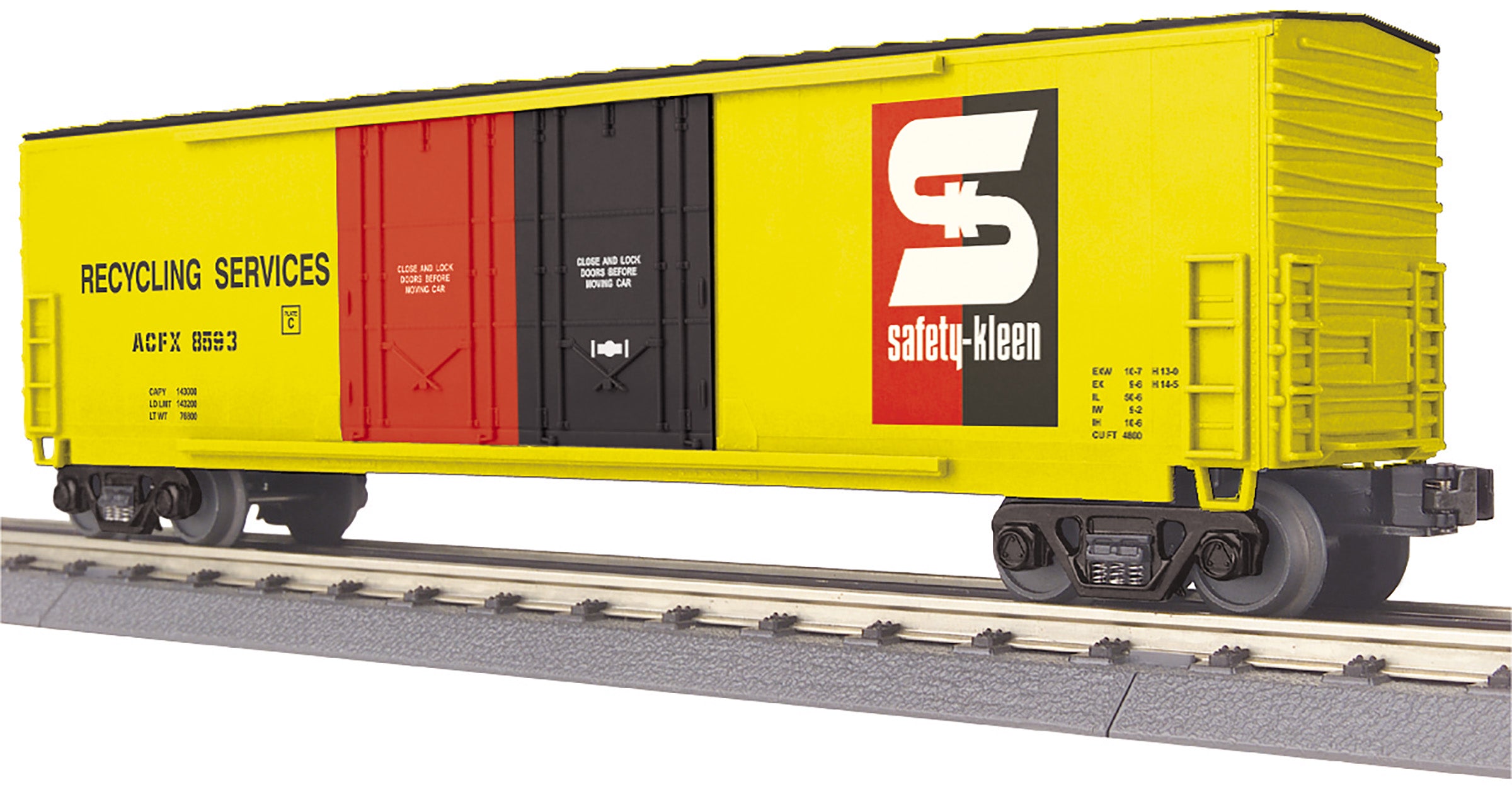 MTH 30-71096 O Safety Kleen 50' Double Plug Door Boxcar #8593 – Trainz