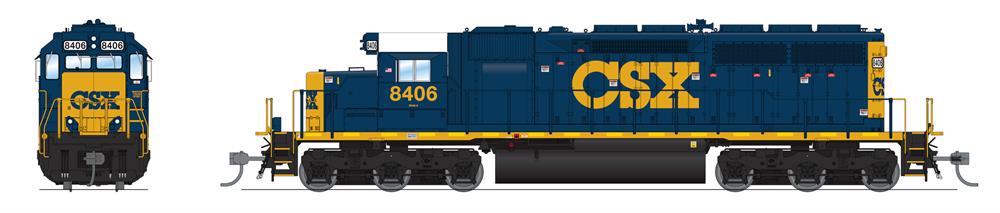 Broadway Limited 7640 HO CSX EMD SD40 Diesel Locomotive #8406 w/ Sound – Trainz
