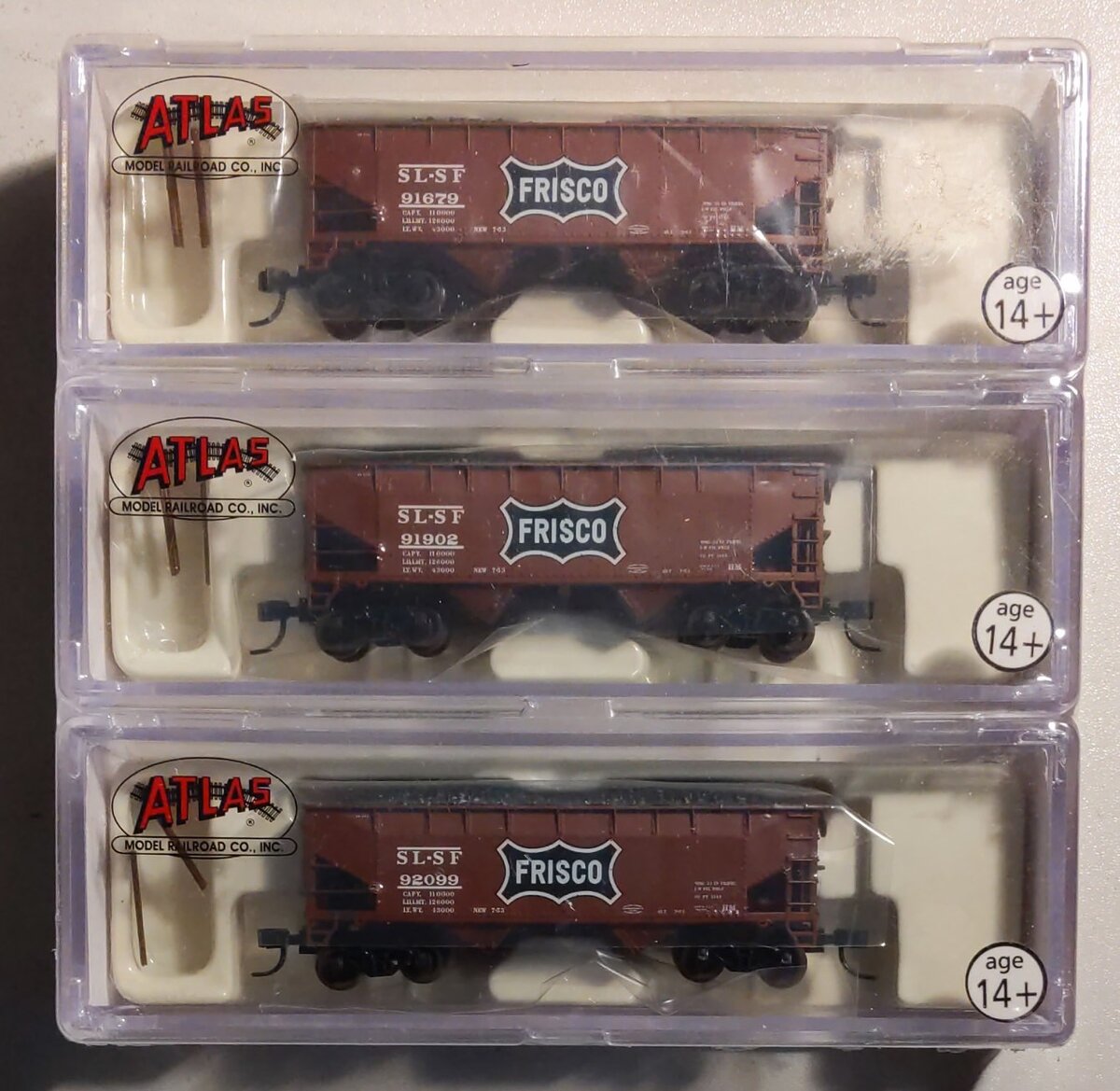 Atlas 5609 N Scale Frisco 2-Bay Offset Hopper Cars (Set of 3) – Trainz