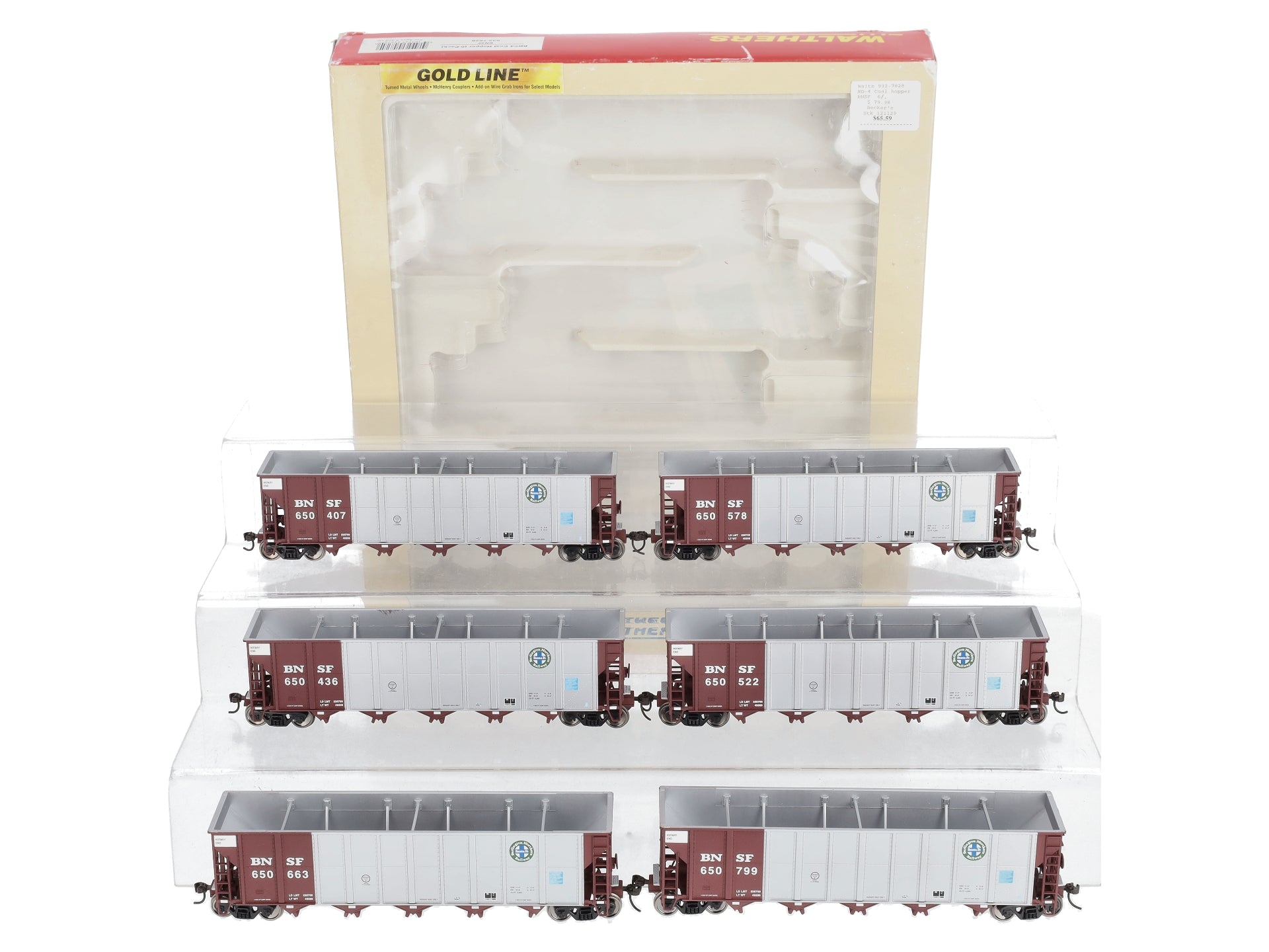 Walthers 932-7828 HO Scale BNSF Gold Line RD4 Coal Hopper (Pack of 6 ...