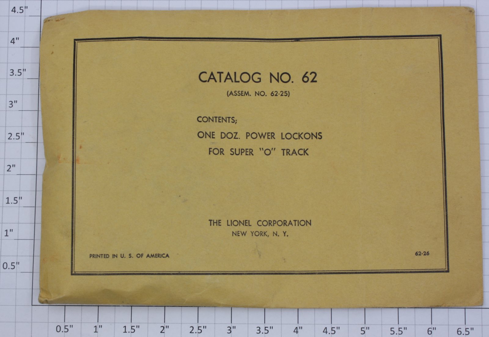 Lionel 62-26 Super O Power Lockon's in Seperate Sale Envelope (Envelop ...