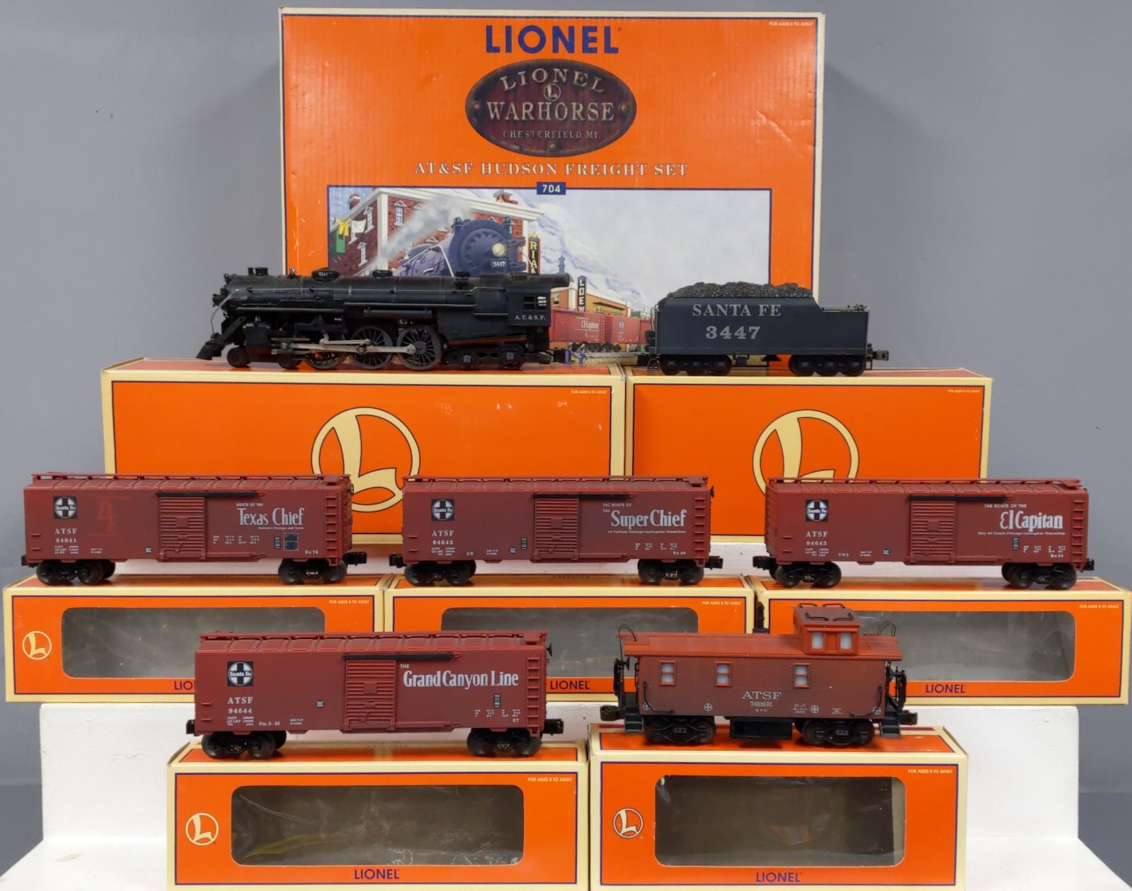 Lionel 6-11838 O Gauge AT&SF Warhorse Hudson Steam Freight Train Set ...