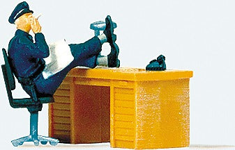 Preiser 29089 HO Seated Policeman at Desk Ship Figure – Trainz