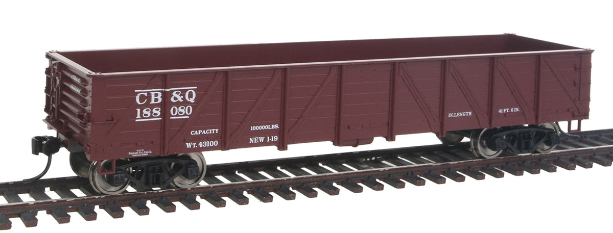 Walthers 910-5665 HO CBQ 40' 50-Ton Drop Bottom Gondola #188080 – Trainz