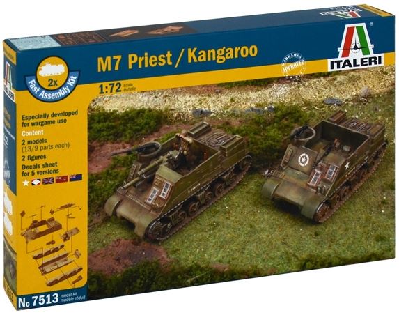 Italeri 7513S 1:72 M7 Priest / Kangaroo Military Tank Model Kit – Trainz