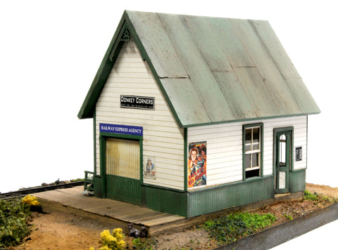 Banta Model Works 6108 O The Depot at Donkey Corners Wood Model Kit ...
