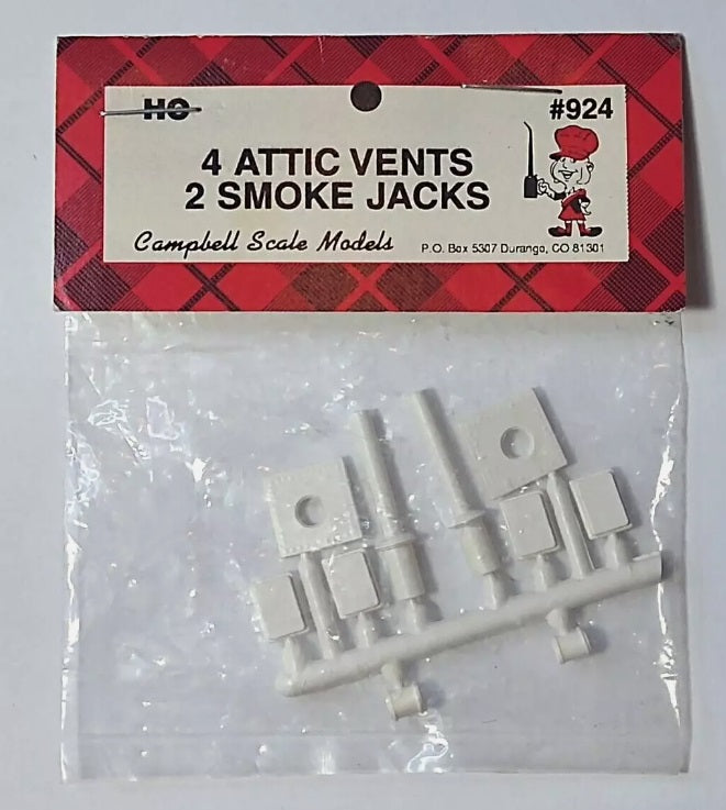 Campbell Scale Models 924 HO White 2-Smoke Jacks & 4-Attic Vents – Trainz