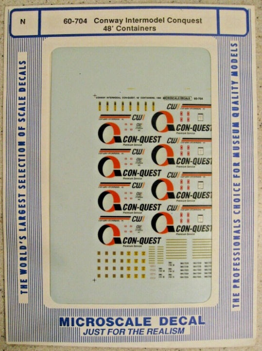 Microscale 60-704 N Conway Intermodal Con-Quest 48' Container Decal Sh ...