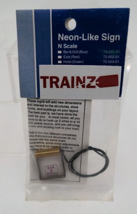 Miniatronics 75-001-01 N Scale Blue Neon-Like Sign Bar & Grill 12V DC ...