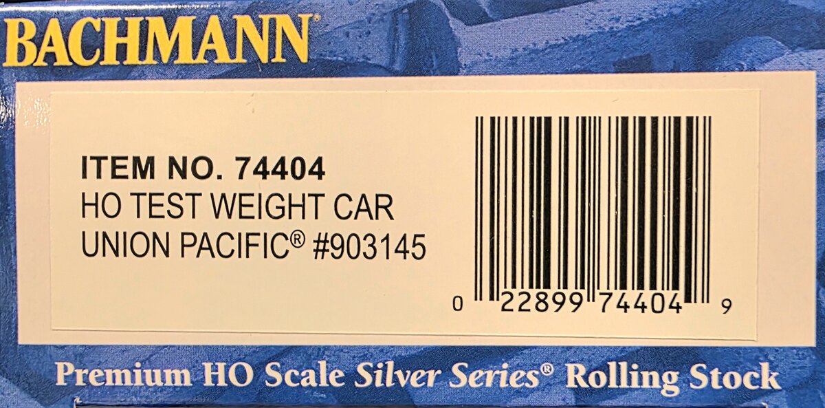 Bachmann 74404 HO Union Pacific Test Weight Car #903145 LN/Box – Trainz