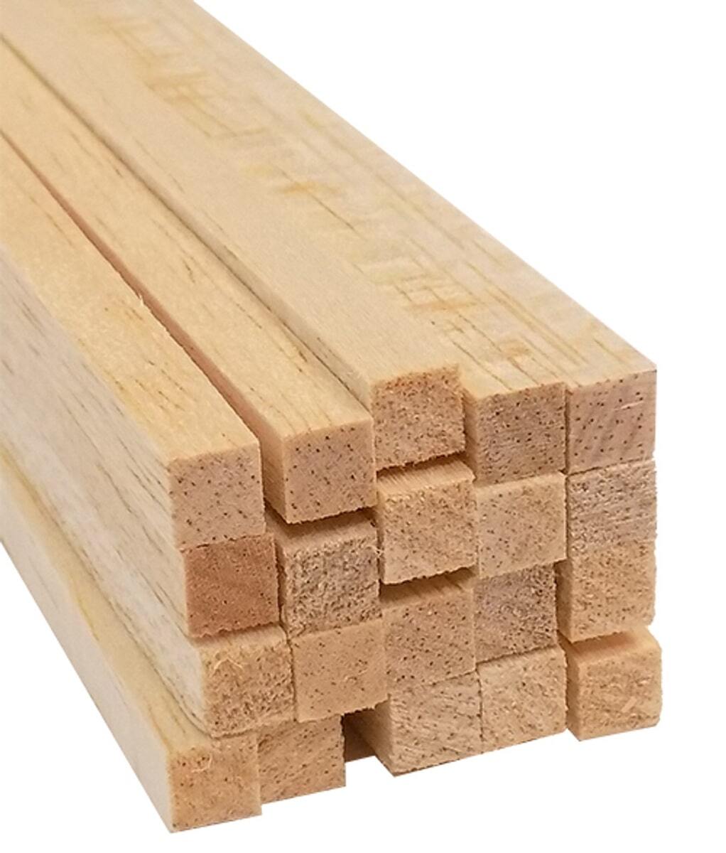 Bud Nosen Models 1075 1/4" x 1/4" x 36" Balsa Strips (Pack of 20) – Trainz