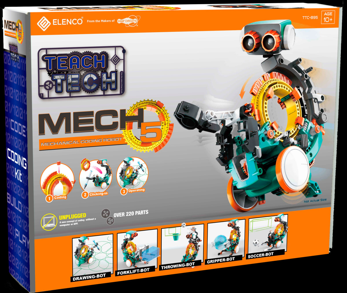 Elenco Electronics TTC-895 Mech-5 Mechanical Coding Robot Kit – Trainz