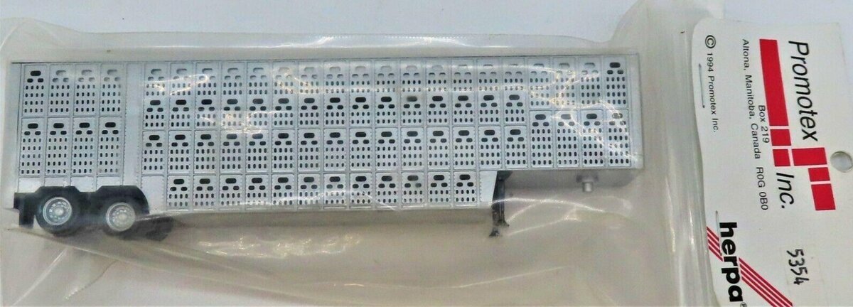 Promotex 5354 HO Scale Herpa Silver Cattle Trailer – Trainz