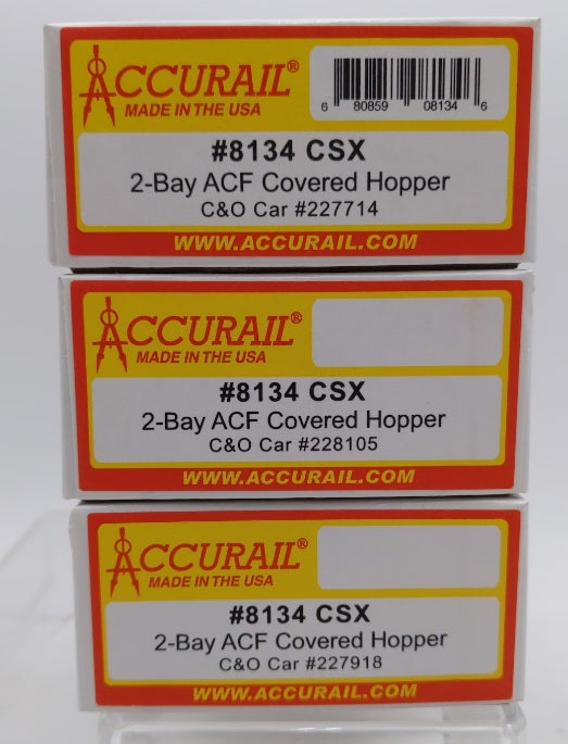 Accurail 8134 HO Scale CSX 2-Bay ACF Covered Hopper C & O Car Kit (Set ...