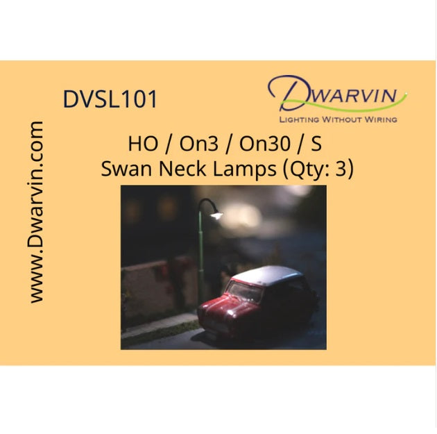 Dwarvin DVSL101 HO/On3/On30/S Swan / Goose Neck Lamps Fiber-Lit (Pack ...