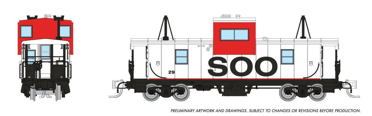 Rapido Trains 510041 N SOO - White & Red Scheme Wide Vision Caboose #2 ...