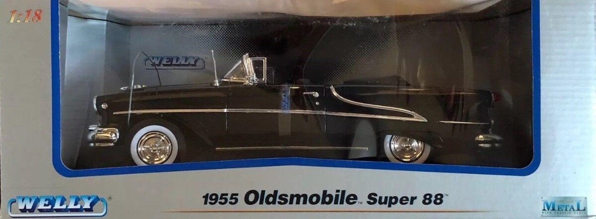 Welly Diecast 9869W 1:18 Black 1955 Oldsmobile Super 88 Convertible ...