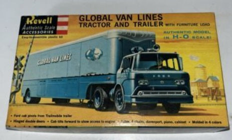 Revell T-6018:98 1:87 Scale Global Van Lines Tractor Trailer Model Kit ...