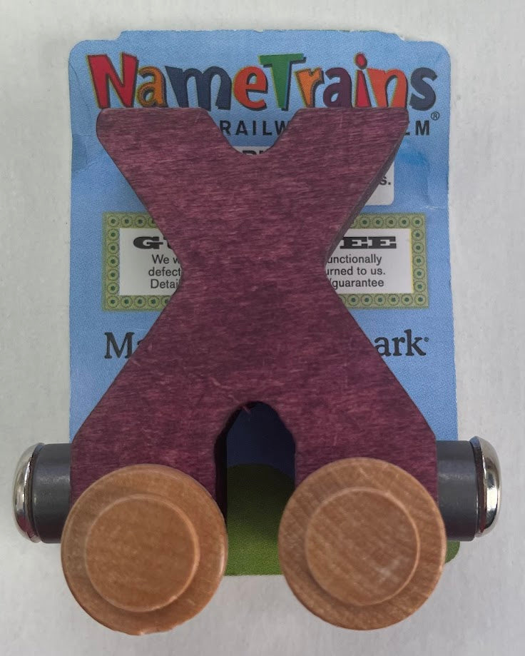 Maple Landmark Inc. 100245 NameTrains "X" Purple Wooden Letter Car – Trainz