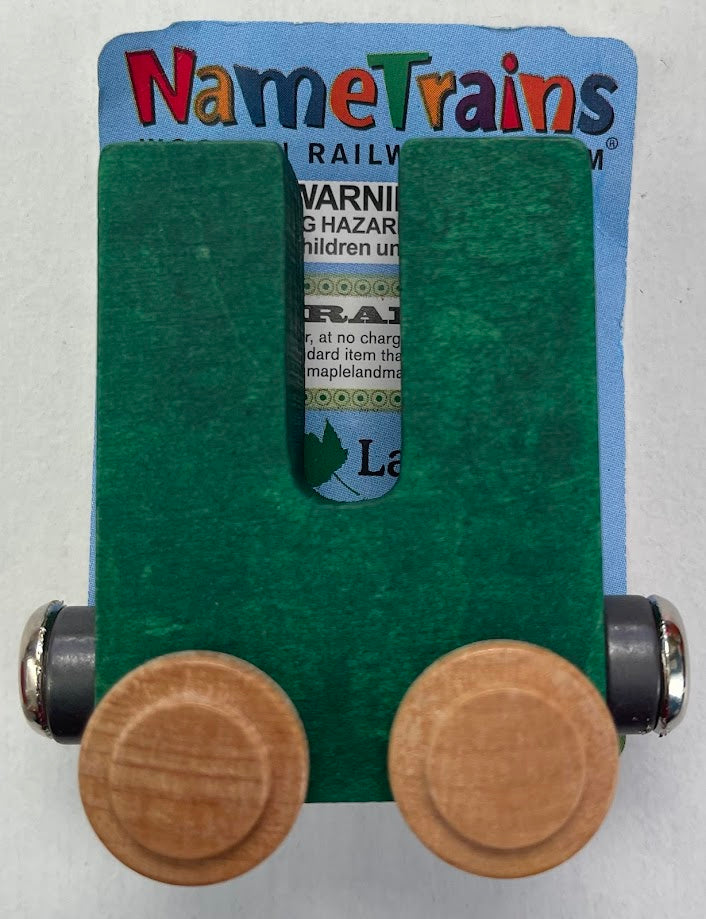 Maple Landmark Inc. 100214 NameTrains "U" Green Wooden Letter Car – Trainz