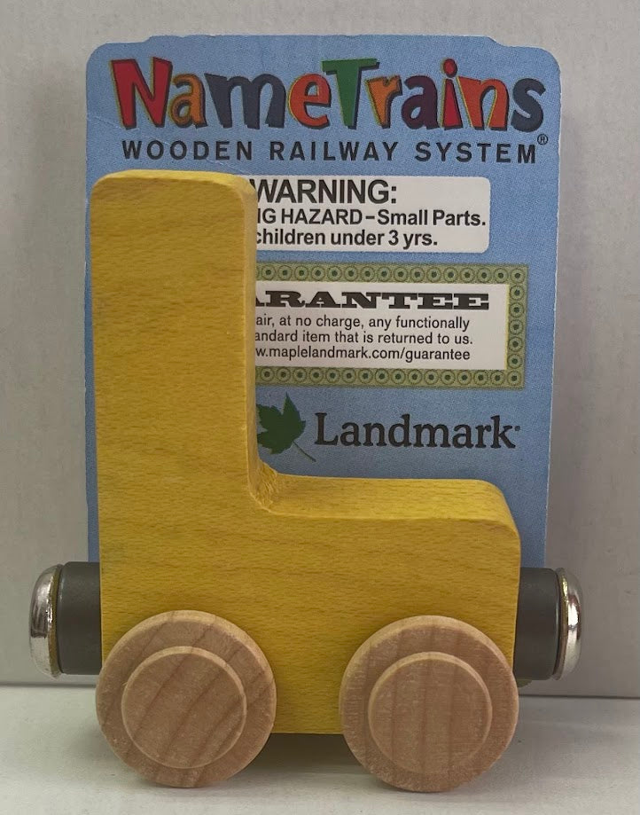 Maple Landmark Inc. 100122 NameTrains "L" Yellow Wooden Letter Car – Trainz