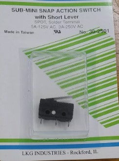 Acme 30-2501 Philmore Sub-Mini Snap Action Switch w/Short Lever – Trainz