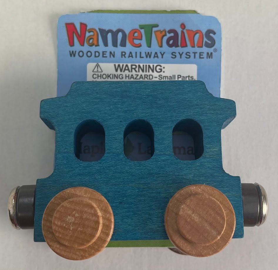 Maple Landmark Inc. 10260 NameTrains Blue Trolley Wooden Train Car – Trainz