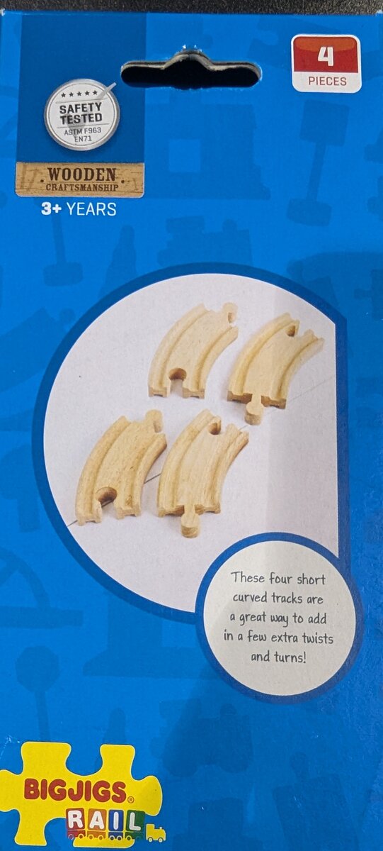 Big Jig Rails BJT110 Wooden Craftsman Short Curved Track (4 Pieces ...