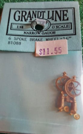 Grandt Line 81088 O Scale Narrow Gauge 6 Spoke 16" Brake Wheel (Pack o ...