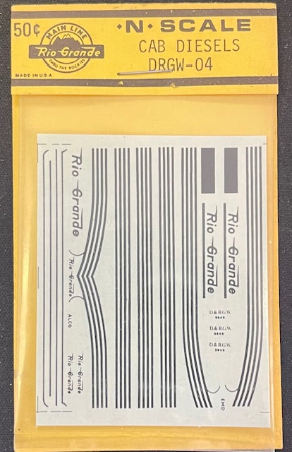 Northeast Decals DRGW-04 N Rio Grande Cab Diesels Decal Sheet – Trainz