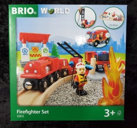 Brio World 33815 Wooden & Plastic Firefighter Set w/Accessories – Trainz