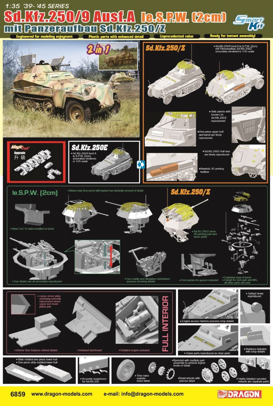 Dragon 6859 1:35 Sd.Kfz.250/9 le.s.P.W. (2cm) mit Panzeraufbau Sd.Kfz ...