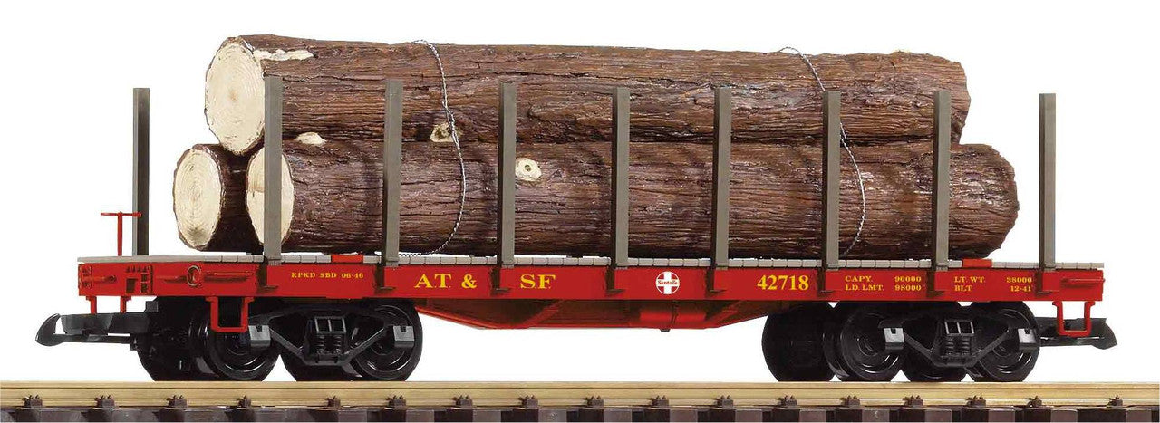 Piko 38786 G Santa Fe Flatcar with Redwood Log Load – Trainz
