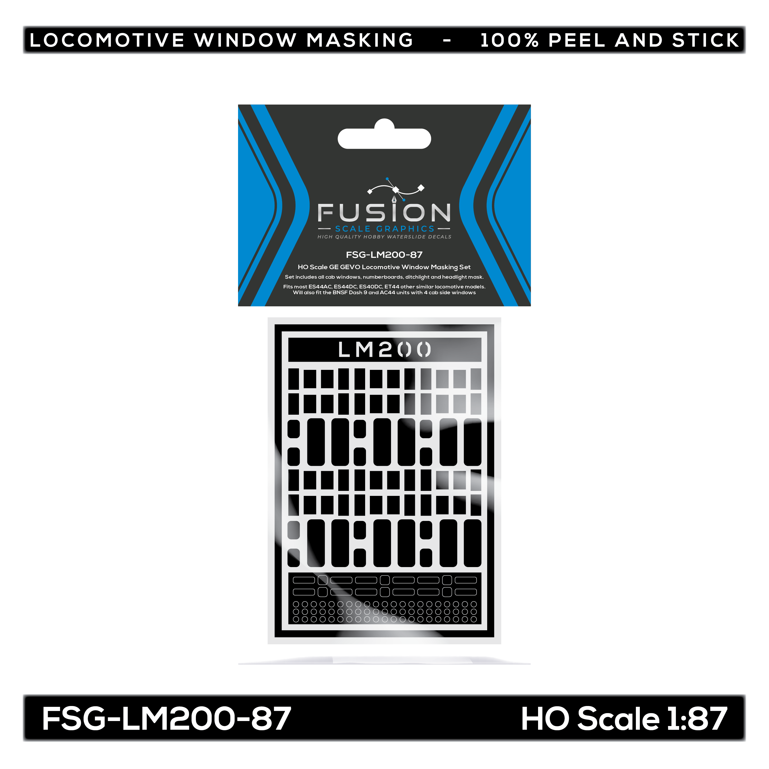Fusion Scale Graphics FSG120200 HO GE GEVO Locomotive Window Masking S ...