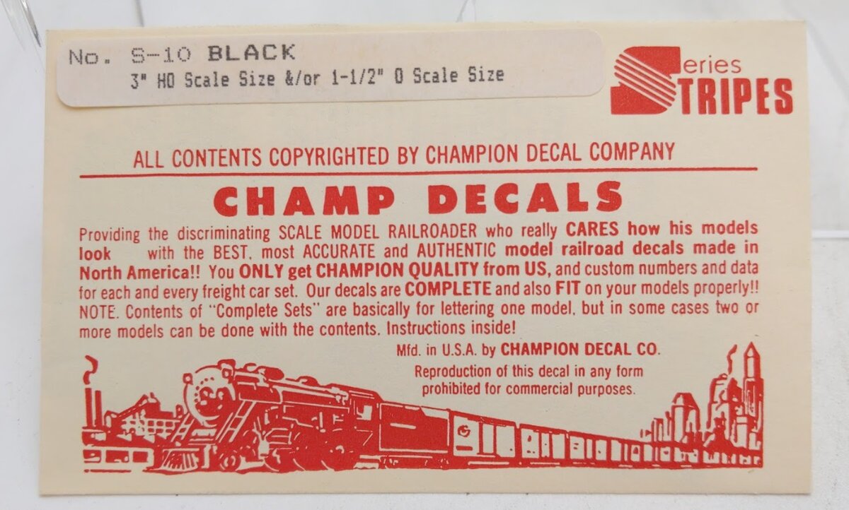 Champ Decals S-60 HO / O Scale Black Stipes 2" & 1" Size Decals – Trainz