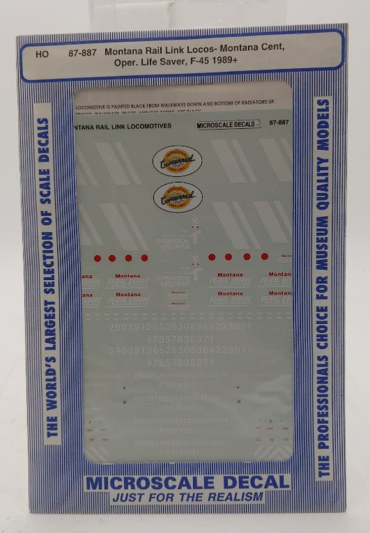 Microscale 87-887 HO Scale Montana Rail Link RR locomotives 1989+ Deca ...
