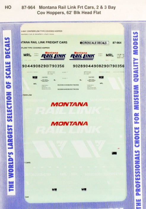 Microscale 87-964 HO Montana Rail Link Assorted Freight Cars 1992+ Dec ...