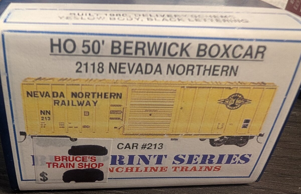 Branchline Trains 2118 HO Scale Nevada Northern 50' Berwick Boxcar #21 ...