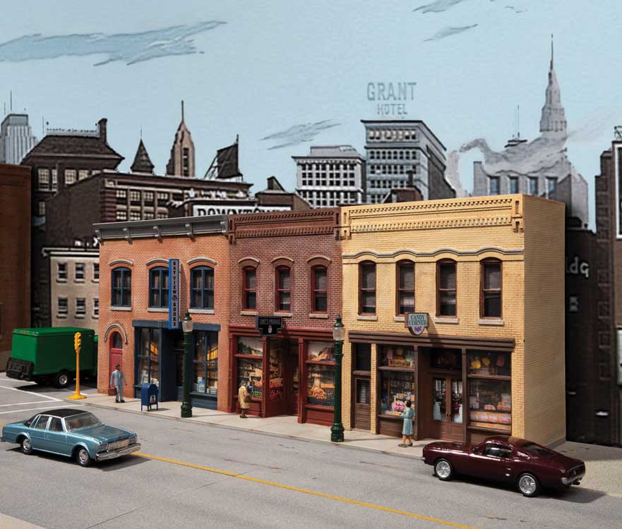 Walthers 933-4072 HO Merchant Row Background Building Kit – Trainz