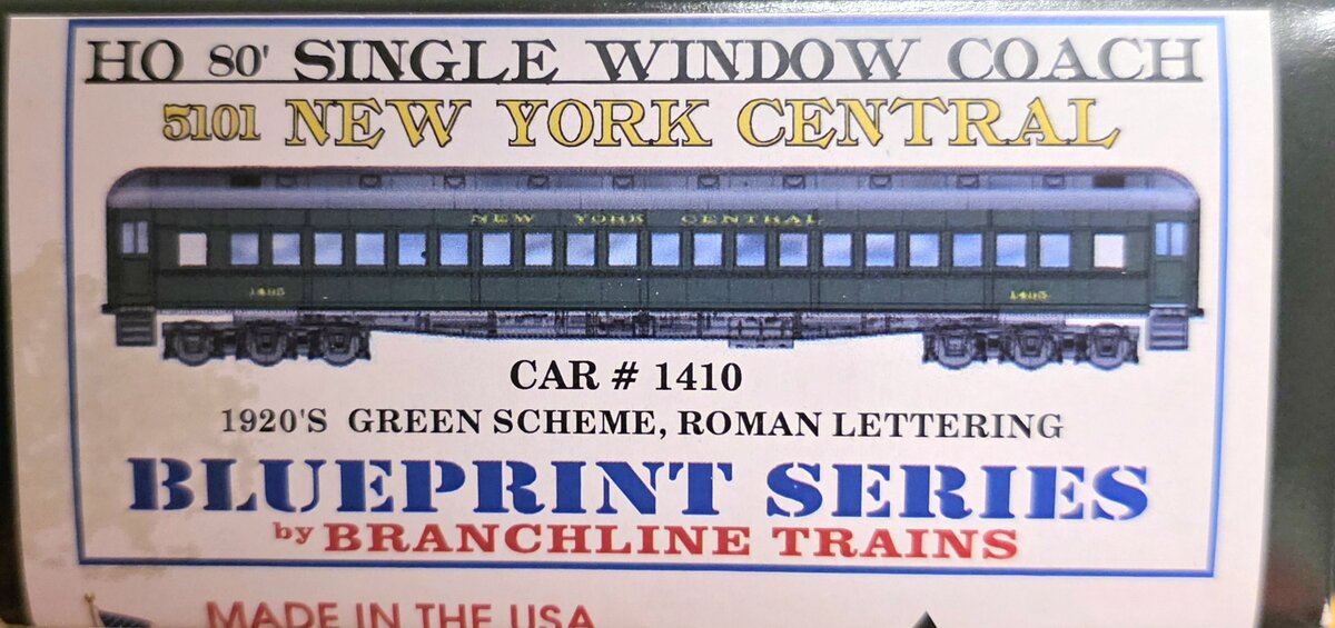 Branchline Trains 5101 HO New York Central Single Window Coach Kit – Trainz