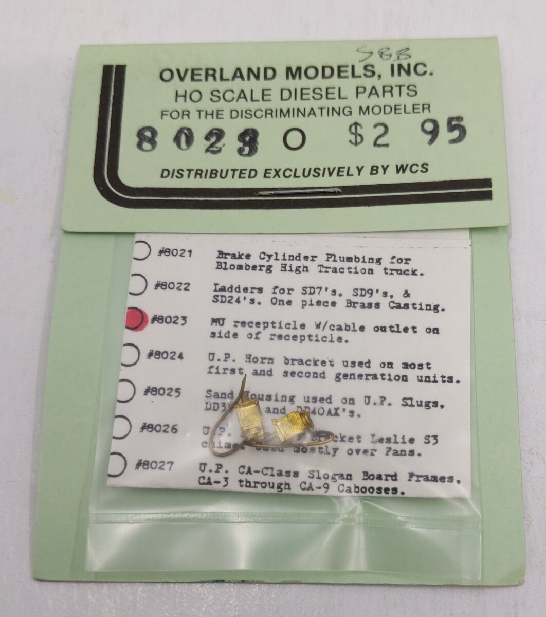 Overland 8023 HO Scale MU Receptical w/ Cable Outlet on Side of Recept ...