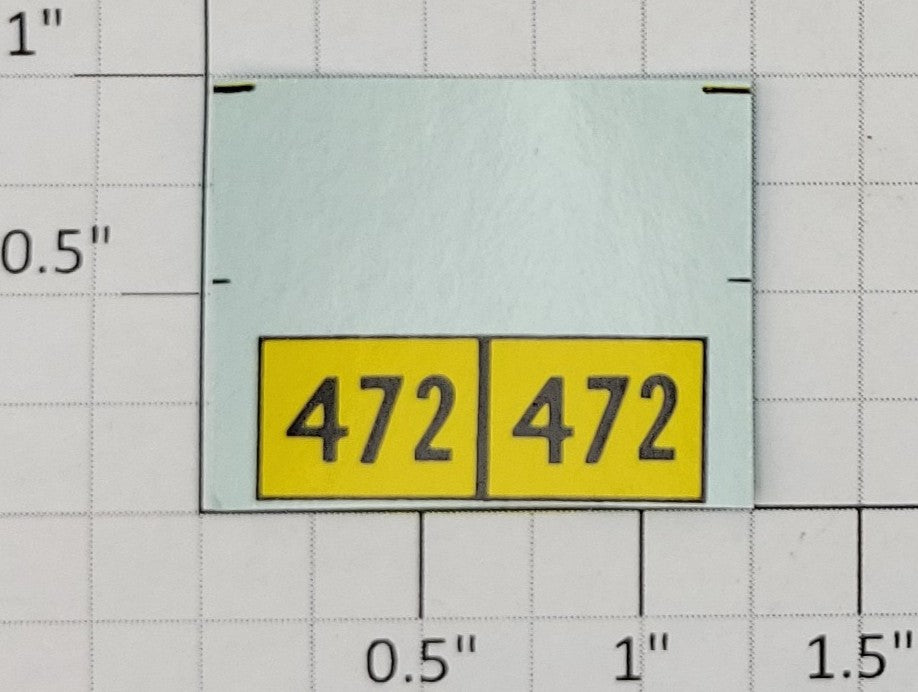 American Flyer WS-472 Yellow and Black "472" Water Soluble Decal (Set ...