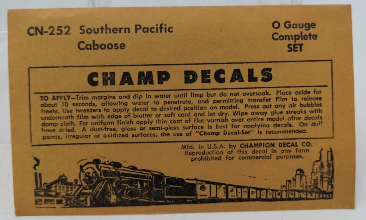 Champ Decals CN-252 O Gauge Southern Pacific Caboose Complete Set – Trainz